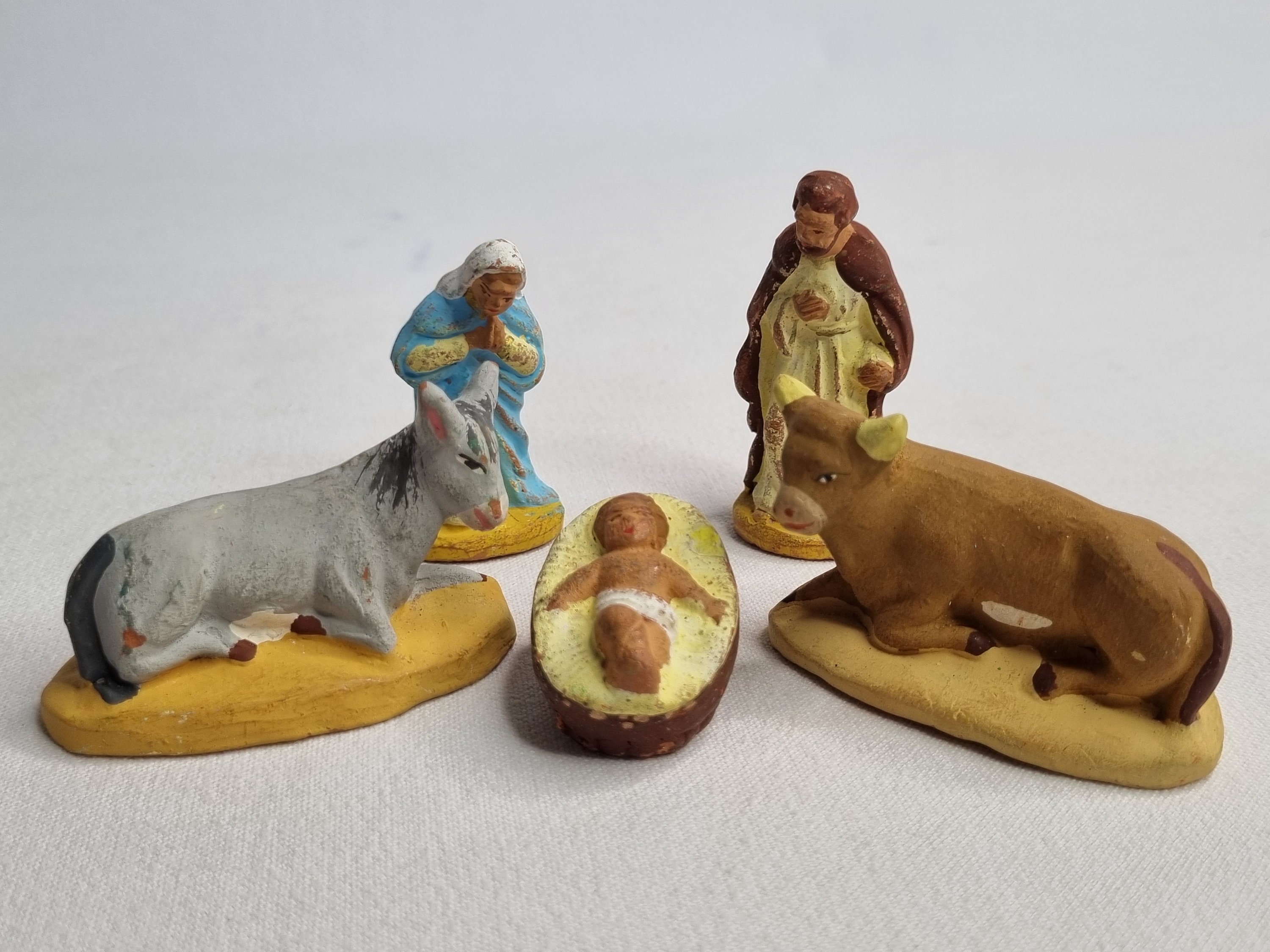 Ensemble de 14 santons de Provence vintage Chave Aubagne en terre cuite ...