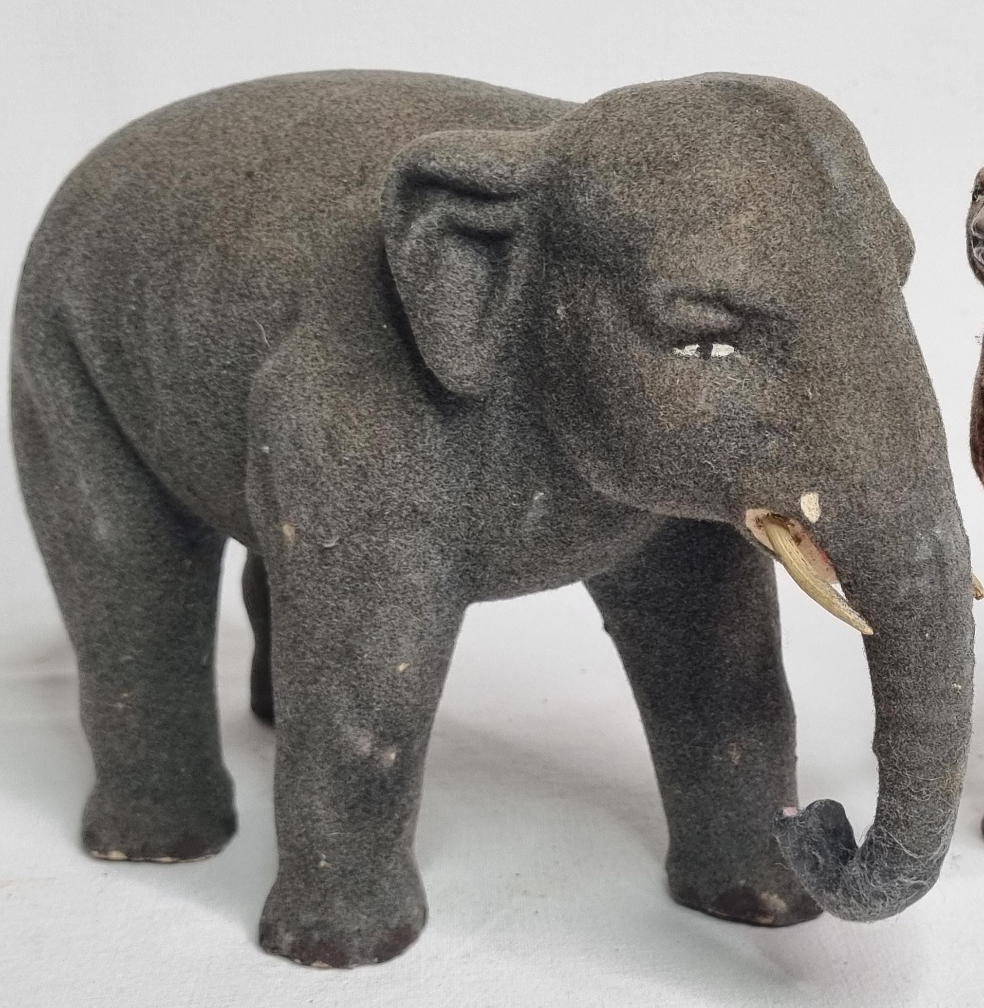 Antique devineau Nativity Figurine, Velvet-flocked Elephant in Plaster ...
