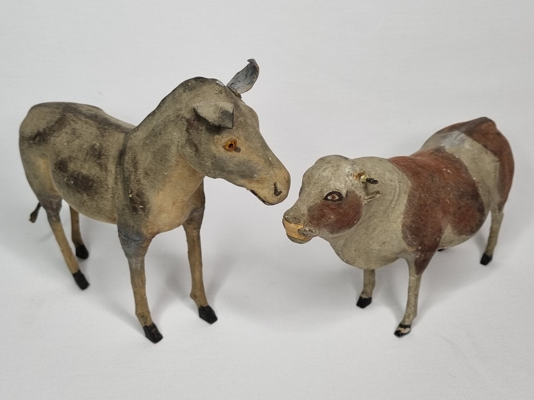 Two Vintage Nativity Scene Animals for Creche Decoration, the Donkey ...