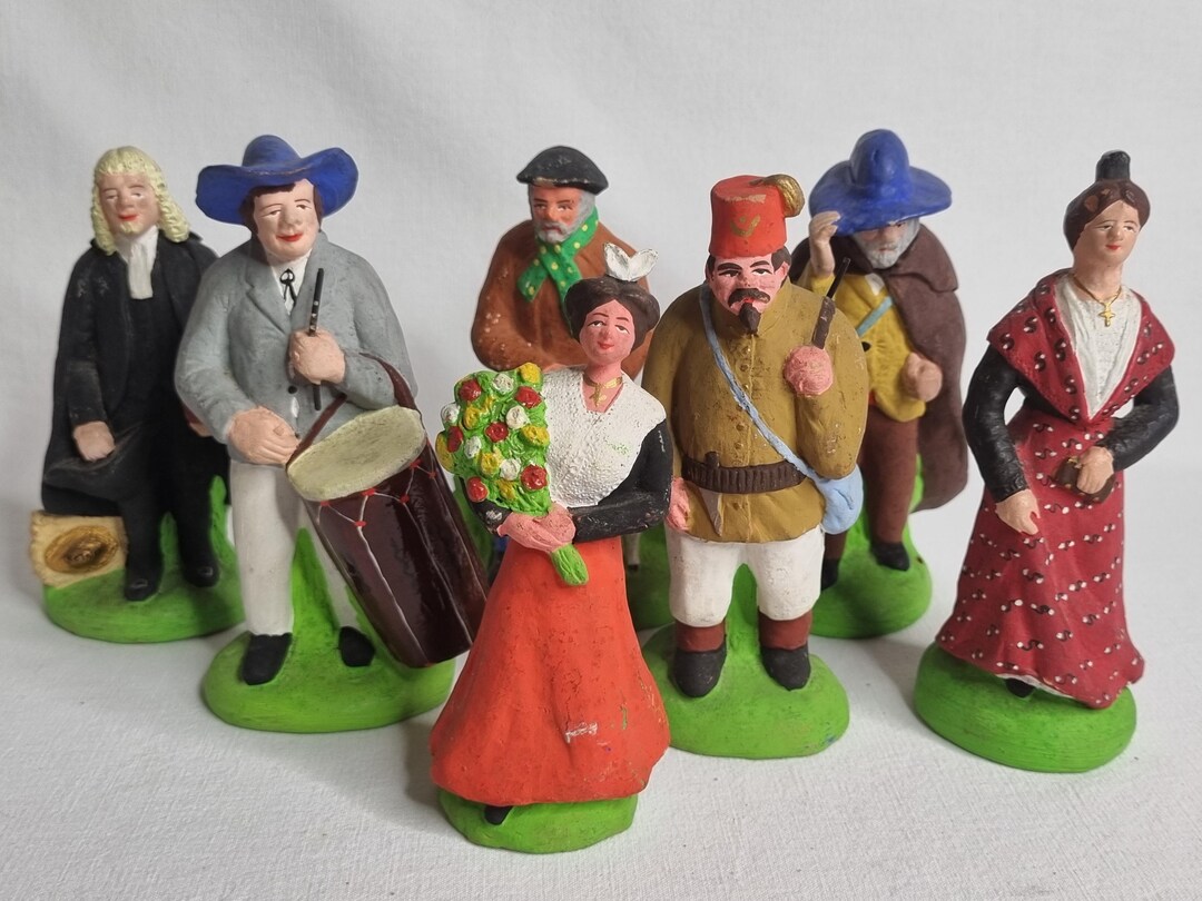 Set of 7 Santons, 14 Cm – Provençal Terracotta Figurines by Bourges ...