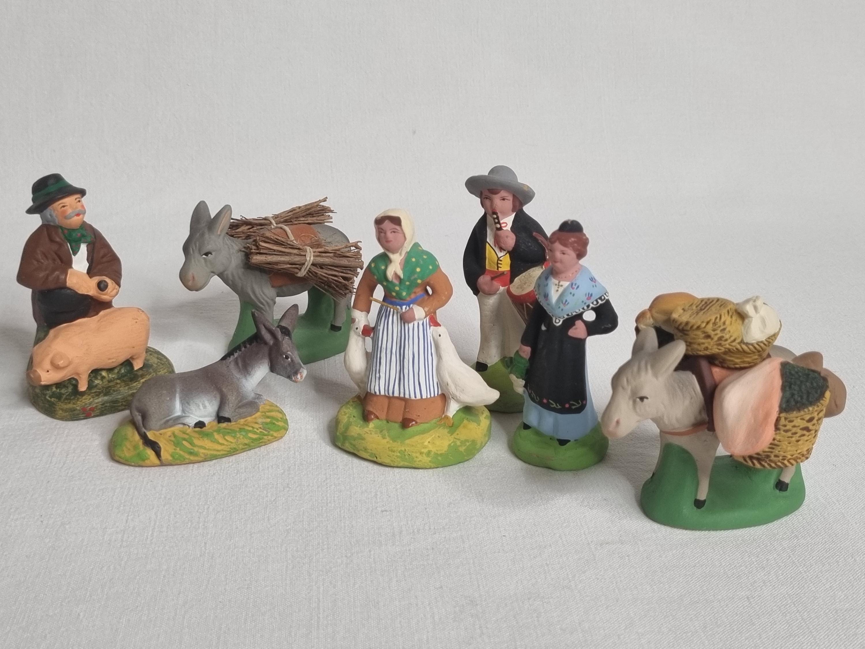 Santons de Provence – Lot de 7 santons d’art signés (Escoffier, Guégan ...