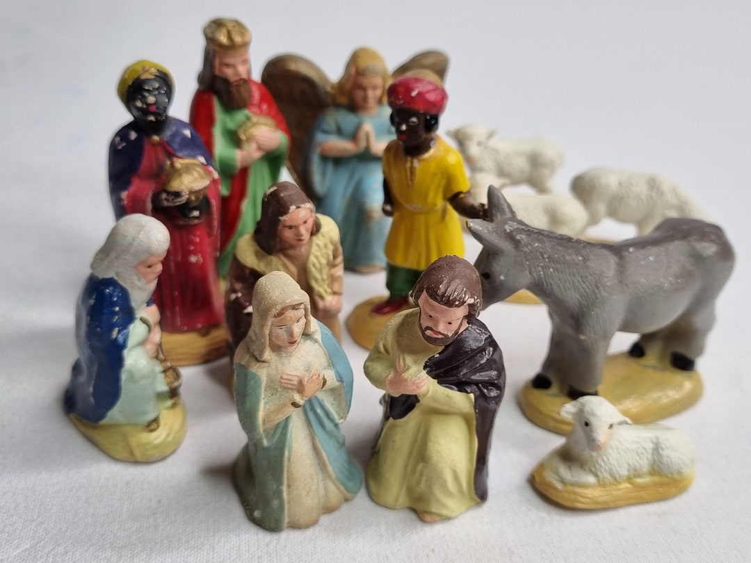 Vintage Papier-mâché Nativity Scene, 13 Antique Santons - Etsy