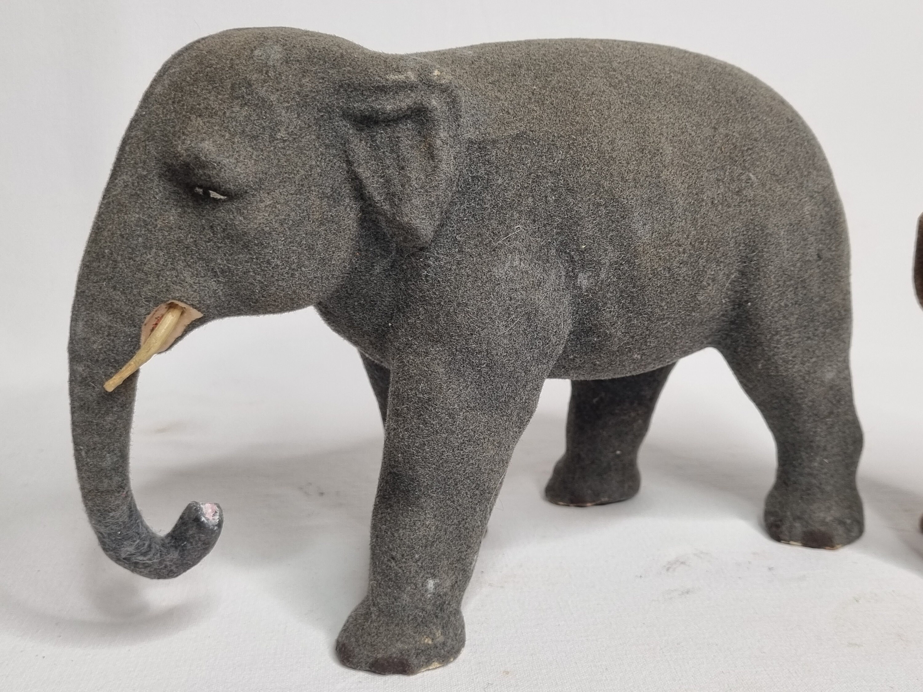 Antique devineau Nativity Figurine, Velvet-flocked Elephant in Plaster ...