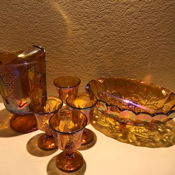 Carnival Glass Set - Etsy
