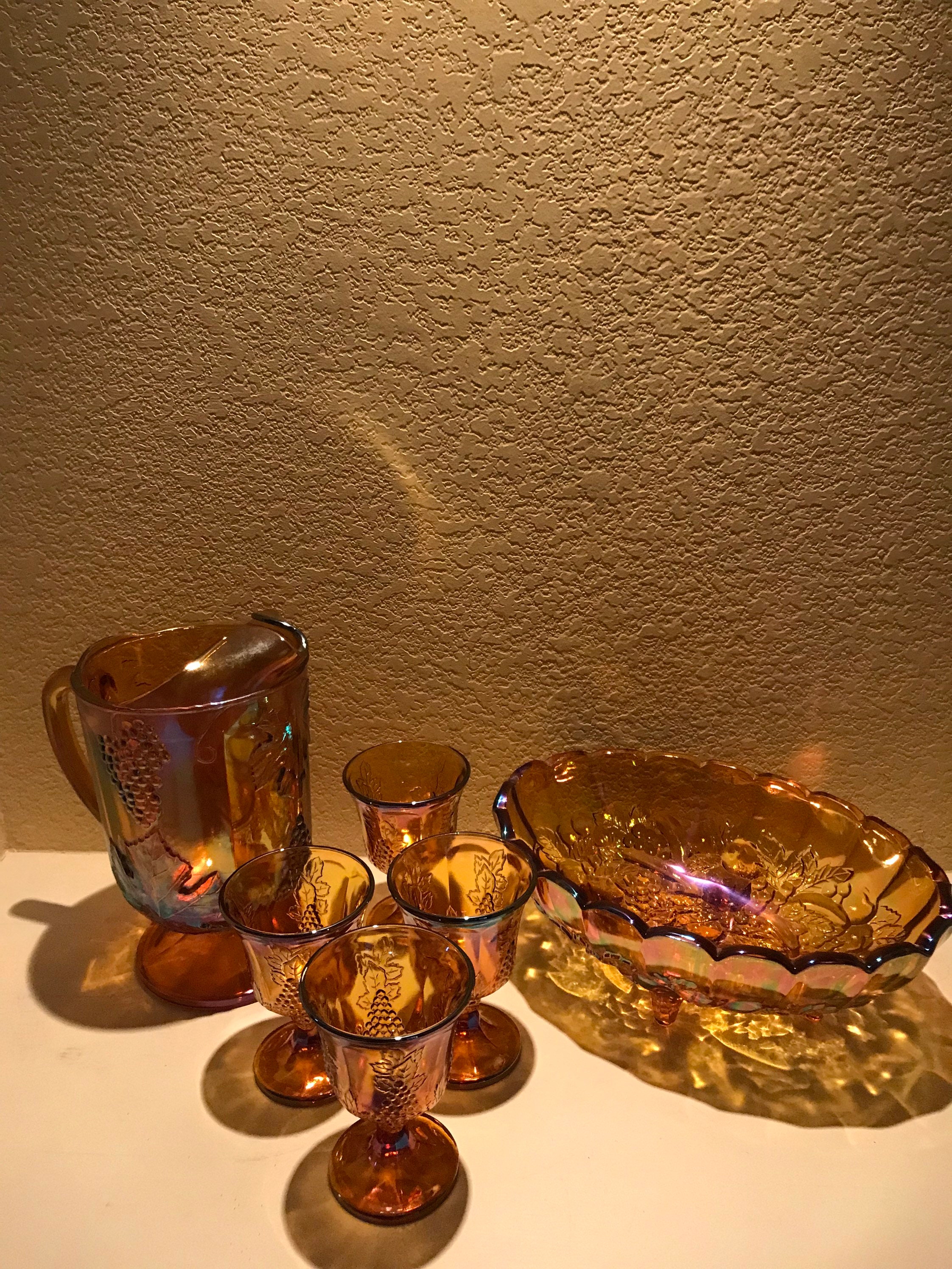 Carnival Glass Set - Etsy