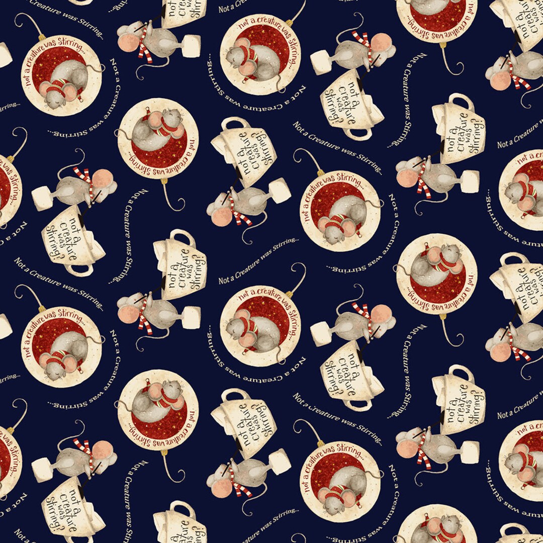 Gingerbread Christmas | Navy Blue Mice by Dan Dipaolo for Clothworks ...