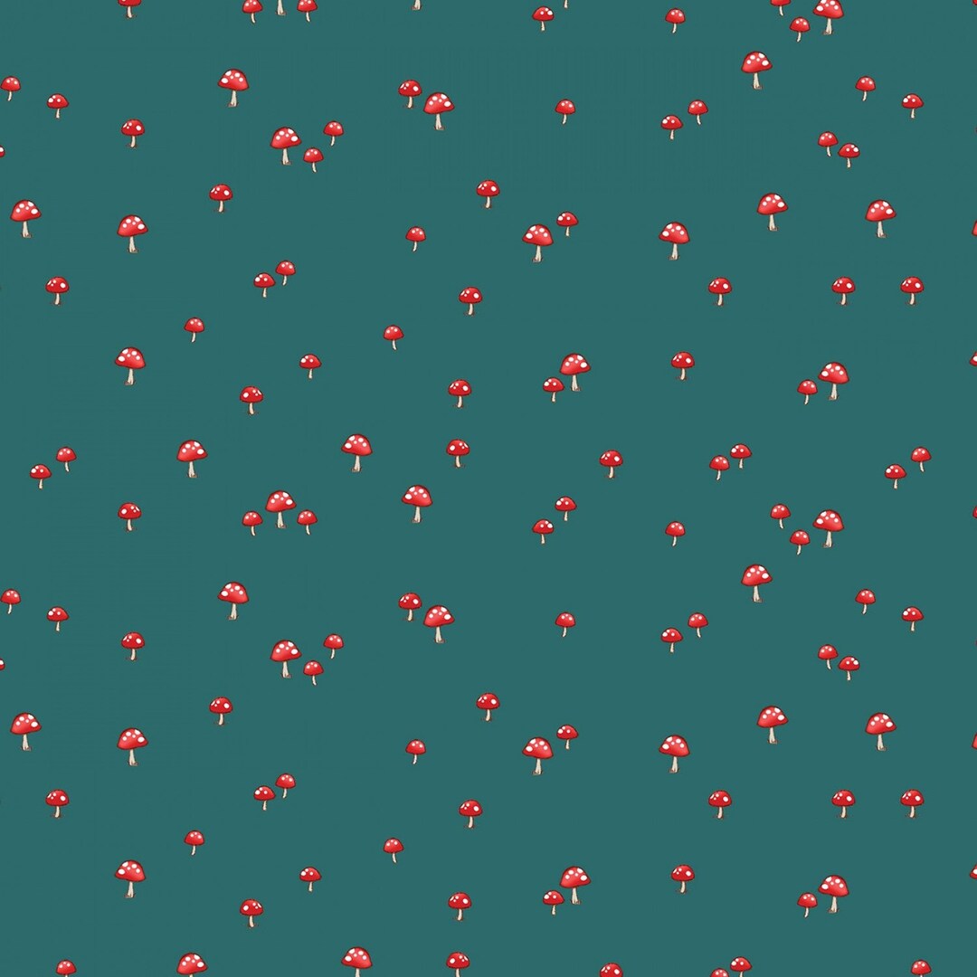 Midnight Forest - Mushrooms Teal by Belle & Boo for Michael Miller - Etsy