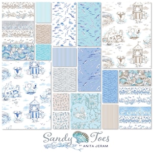 Sandy Toes - Mermaids Light Blue by Anita Jeram for Clothworks - 100% ...