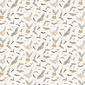 Halloween Parade | Light Cream Bats by Anita Jeram for Clothworks ...