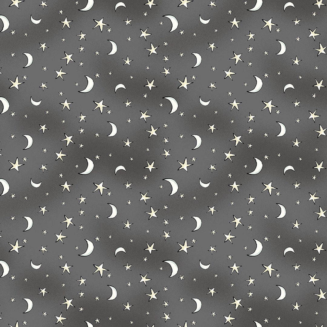 Halloween Parade | Dark Gray Night Sky by Anita Jeram for Clothworks ...