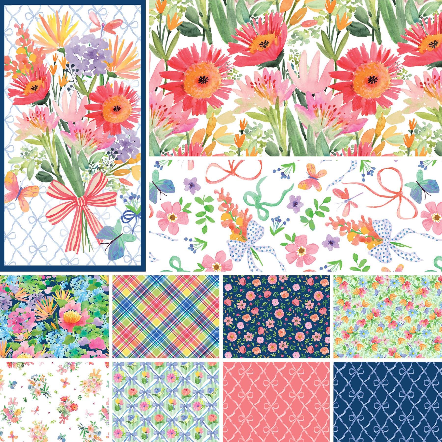 Bows & Blooms | Navy Floral Collage by Color Pop Studio for Blank ...
