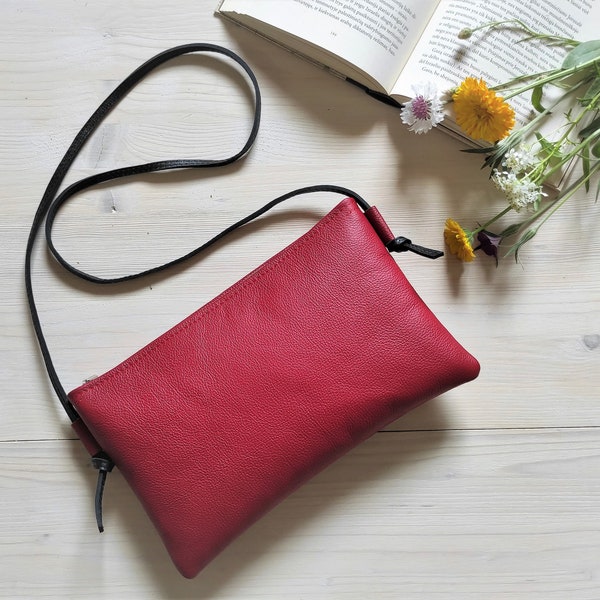 Dark Red Cross Body Handbag - Etsy