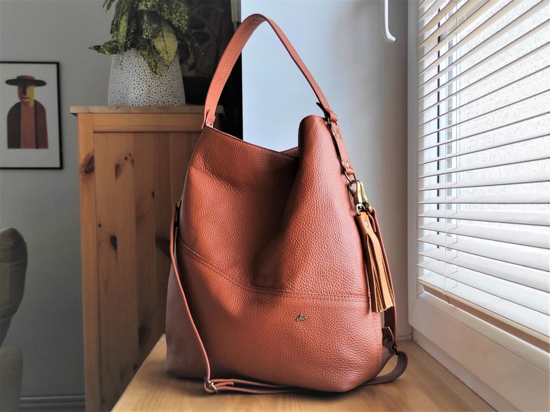 Oversized Hobo Bag Ginger Brown Leather, Big Crossbody Purse Soft ...