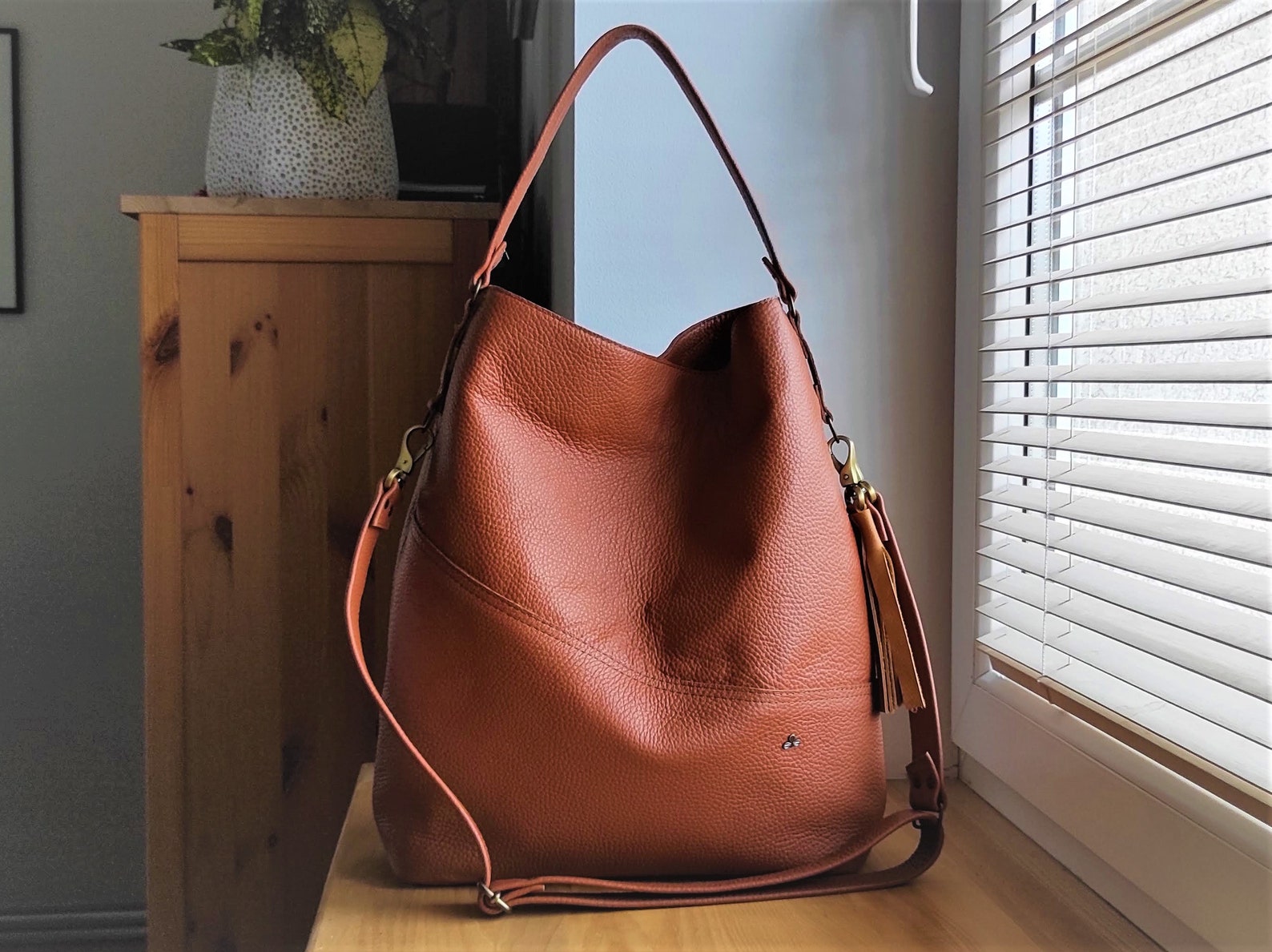 Oversized Hobo Bag Ginger Brown Leather, Big Crossbody Purse Soft ...