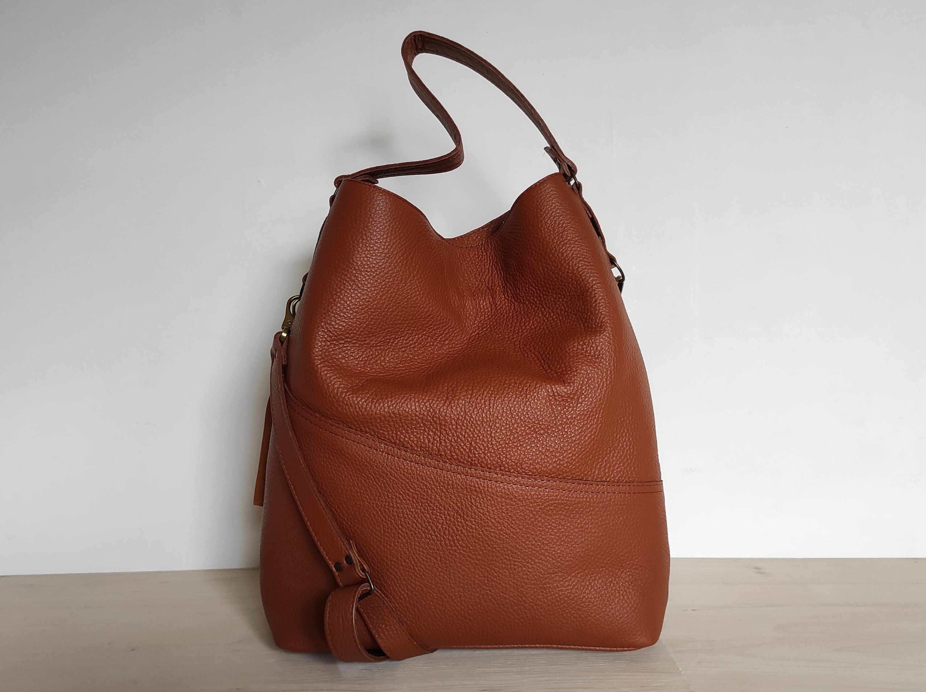 Oversized Hobo Bag Ginger Brown Leather, Big Crossbody Purse Soft ...