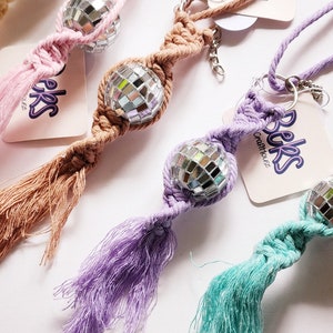 Macrame Disco Ball, Disco Ball Keychain - Etsy