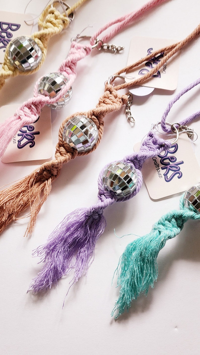 Macrame Disco Ball, Disco Ball Keychain - Etsy