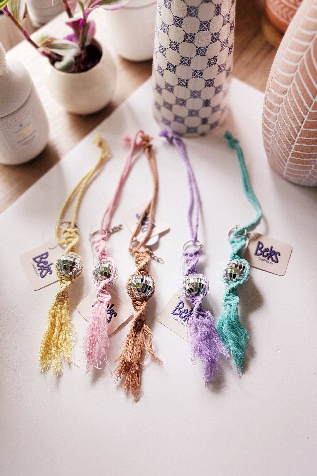 Macrame Disco Ball, Disco Ball Keychain - Etsy