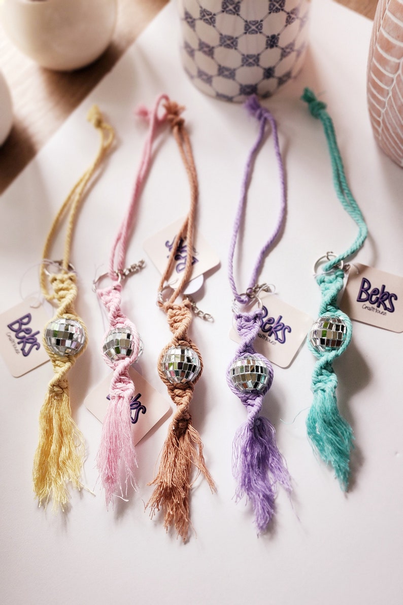 Macrame Disco Ball, Disco Ball Keychain - Etsy