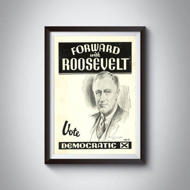 Roosevelt Vintage Poster FDR Roosevelt Print FDR Print | Etsy