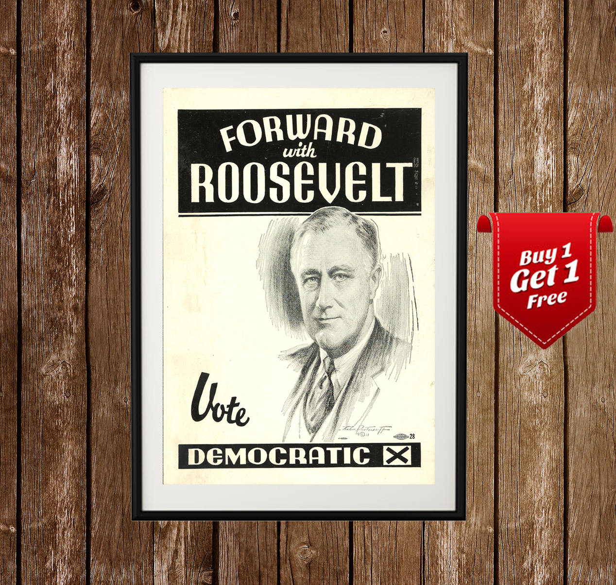 Roosevelt Vintage Poster FDR Roosevelt Print FDR Print | Etsy