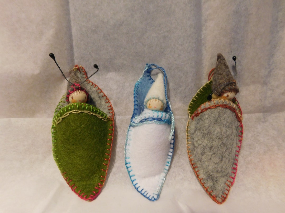 Tiny Leaf Bug Faerie, Peg Doll in a Leaf Felt Pocket, Waldorf Craft ...