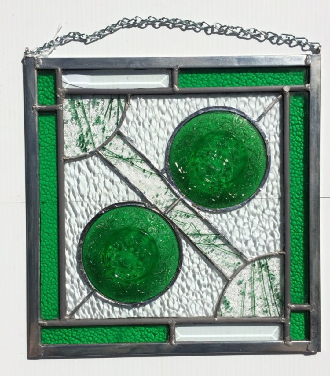 Green Oatmeal Stained Glass Panel - Etsy