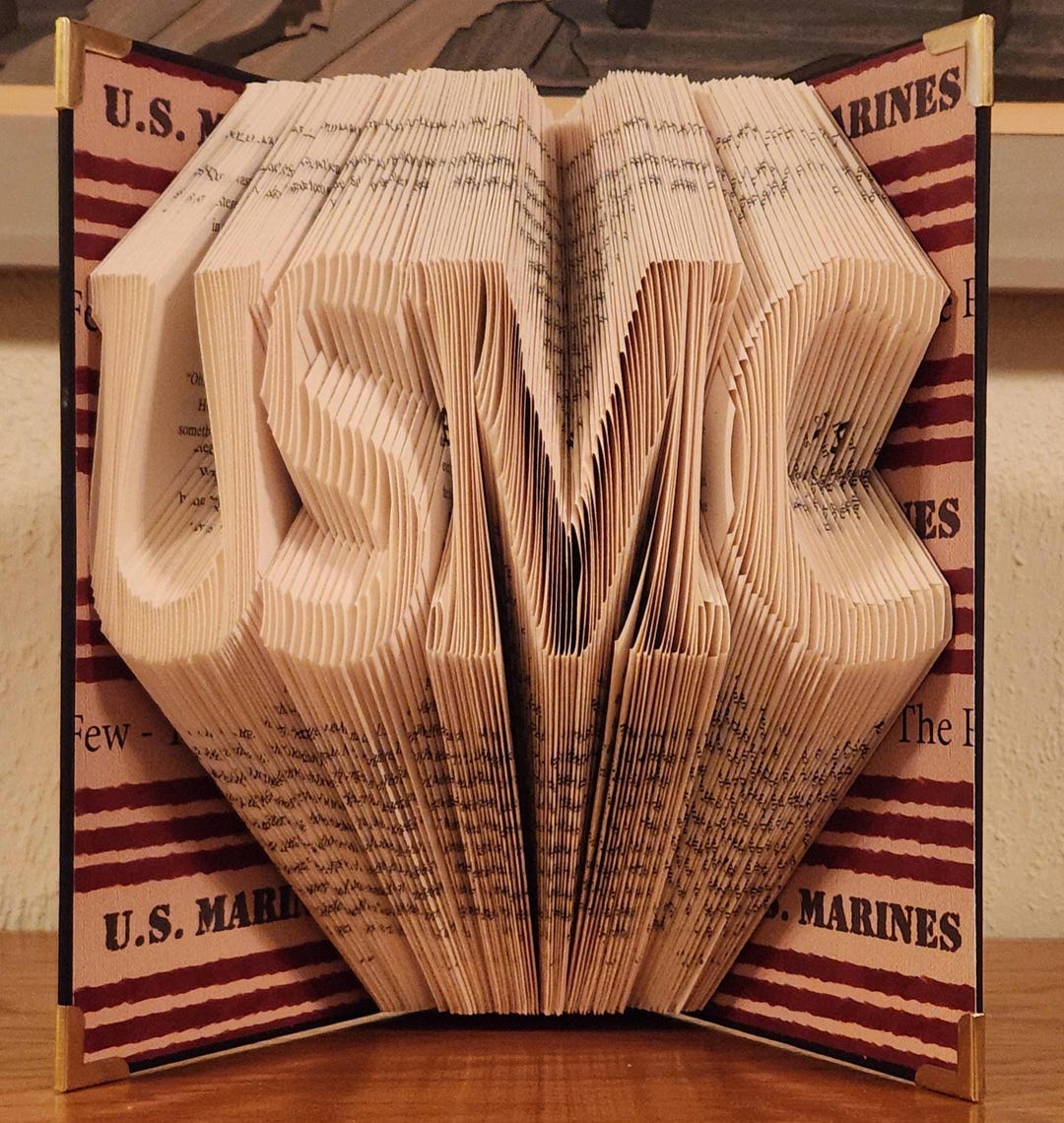 USMC Folded Book Art, Marine Corps Gift, Handmade Decor - Etsy
