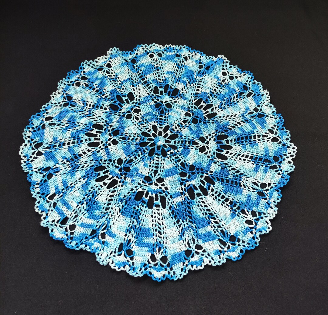 Round Colored Doily-handmade Napkin-blue White Doily - Etsy