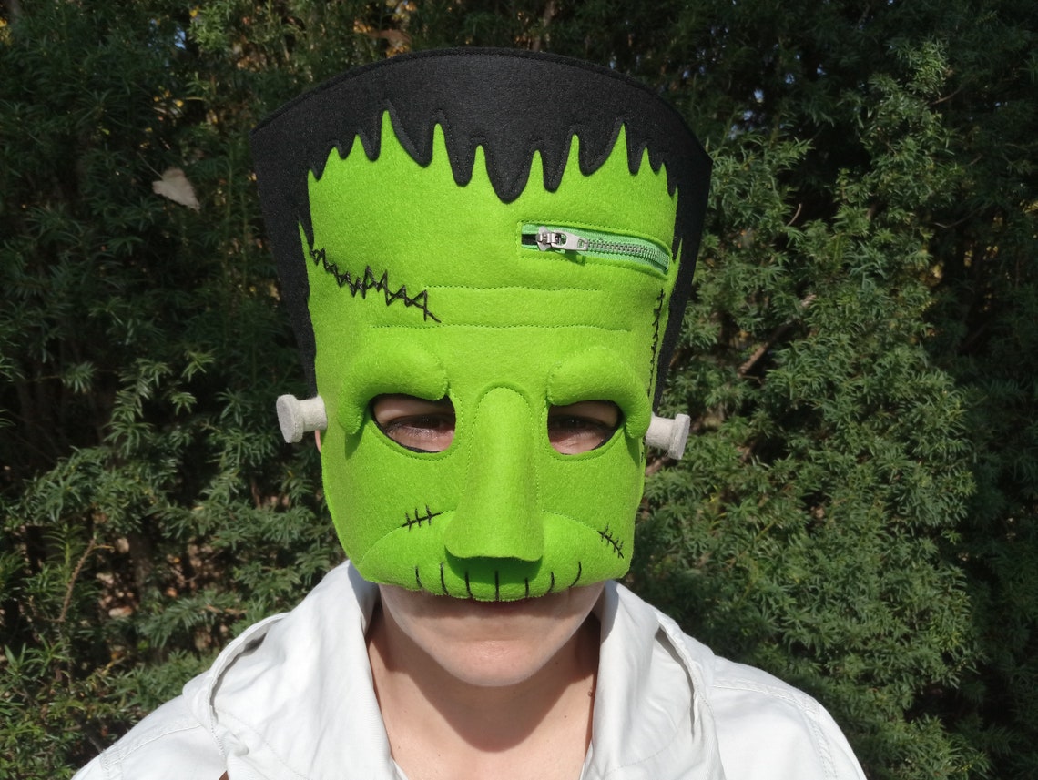Frankenstein Mask Frankenstein Green Mask Felt Mask - Etsy