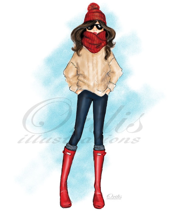 DIGITAL ART PRINT Winter Fashion Illustration Snow Boots - Etsy