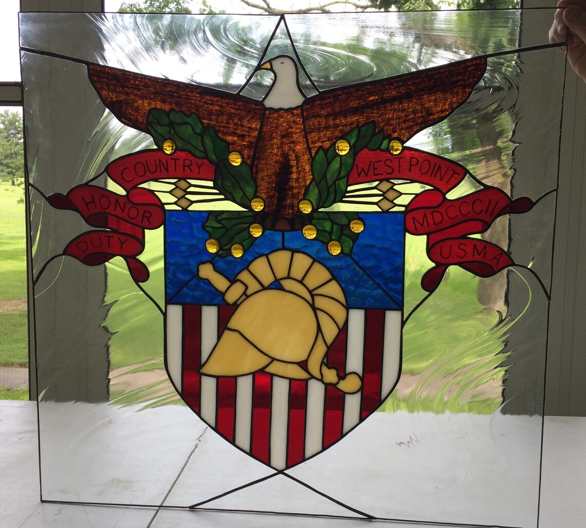 Stained glass West Point military academy emblem | Etsy
