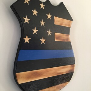 Thin Blue Line Wood Police Badge - Etsy