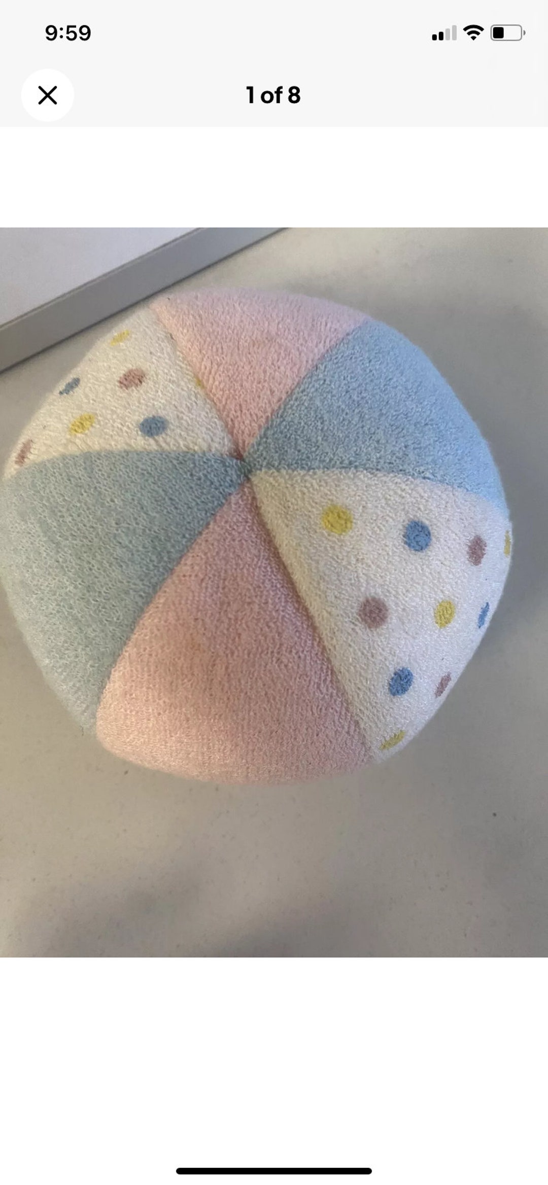 Gund Terry Cloth Ball Plush Rattle Vtg 1990 90s Stuffed Animal Pastel ...