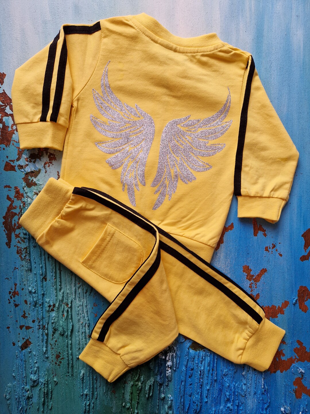 Personalised Baby Tracksuit, Angel Wings, 2 Piece Outfit, Baby Zip up ...