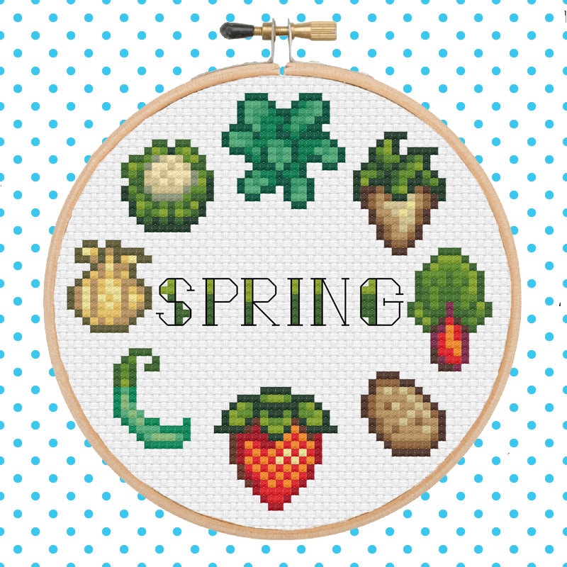 Stardew Valley Spring Crops Cross Stitch Pattern Pixel Art | Etsy