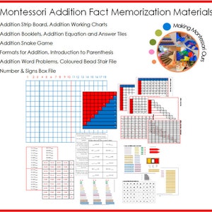 Montessori Addition Fact Memorization Material Package/ Math Tables ...