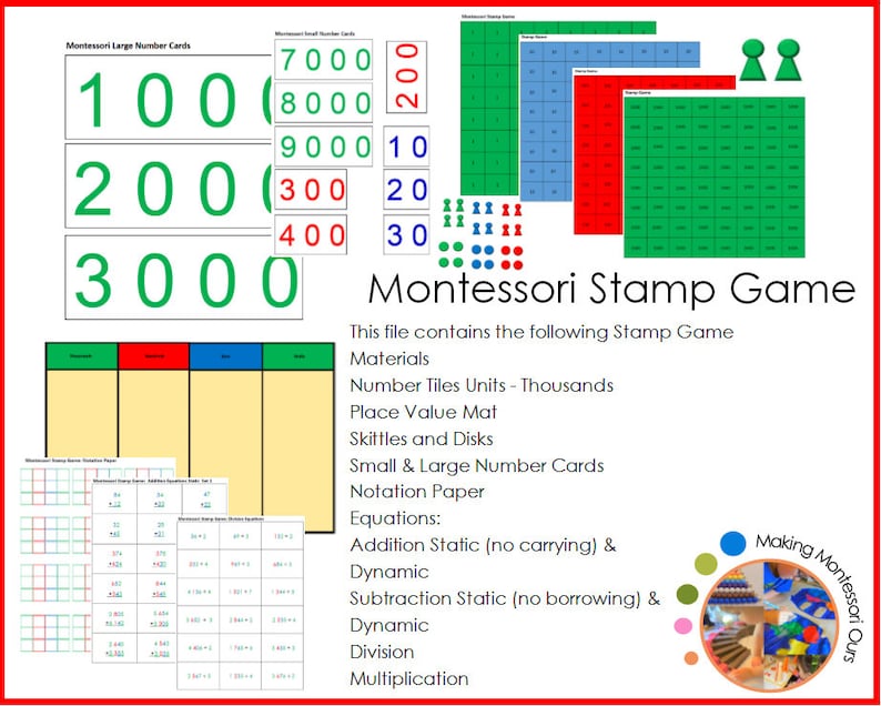 Montessori Stamp Game Materials PDF - Etsy