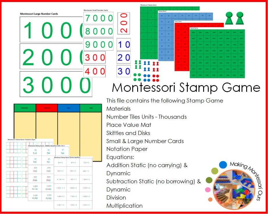 Montessori Stamp Game Materials PDF - Etsy