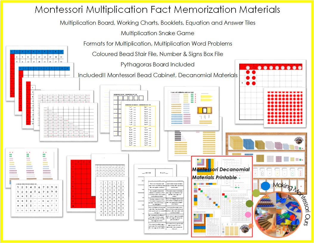 Montessori Fact Memorization PDF Collection /addition Tables ...