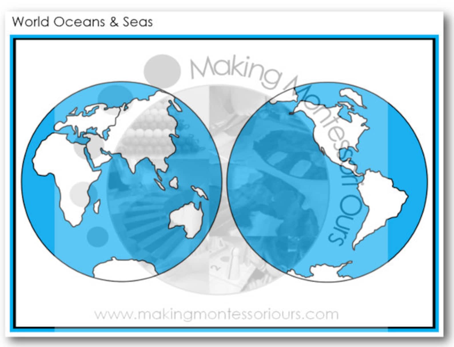 Montessori World Continents, Oceans & Seas PDF Learning Collection - Etsy