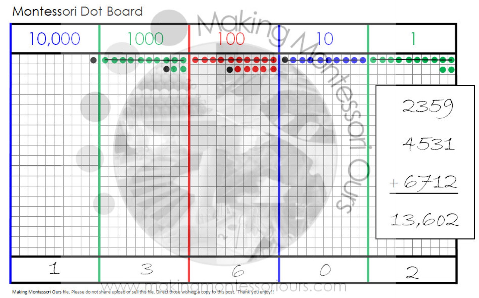 Montessori Dot Board Package PDF /advanced Addition Practice Board ...