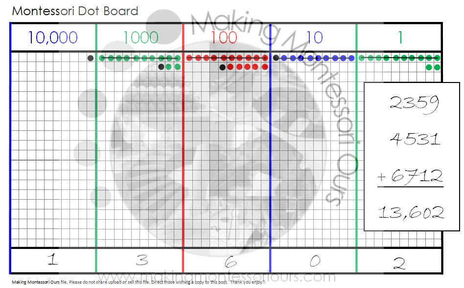 Montessori Dot Board Package PDF /advanced Addition Practice Board ...
