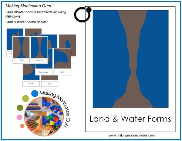 Montessori Land & Water Form and Air 3 Part Cards With Definitions ...