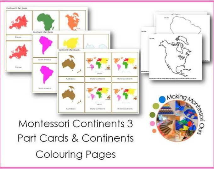 Continents BUNDLE, Facts and Coloring Pages, Worksheets, 3-part Cards ...