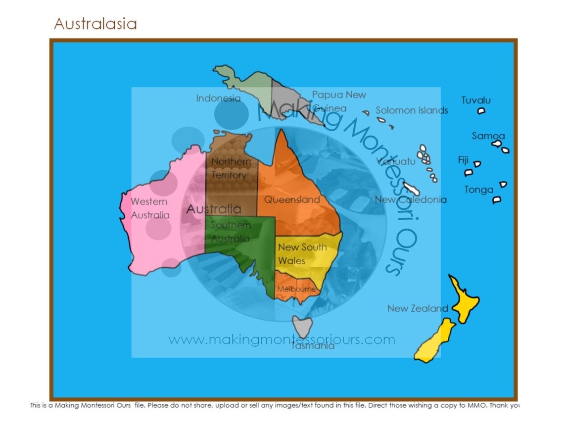 Montessori Australasia Geography Continent Learning Collection *PDF - Etsy