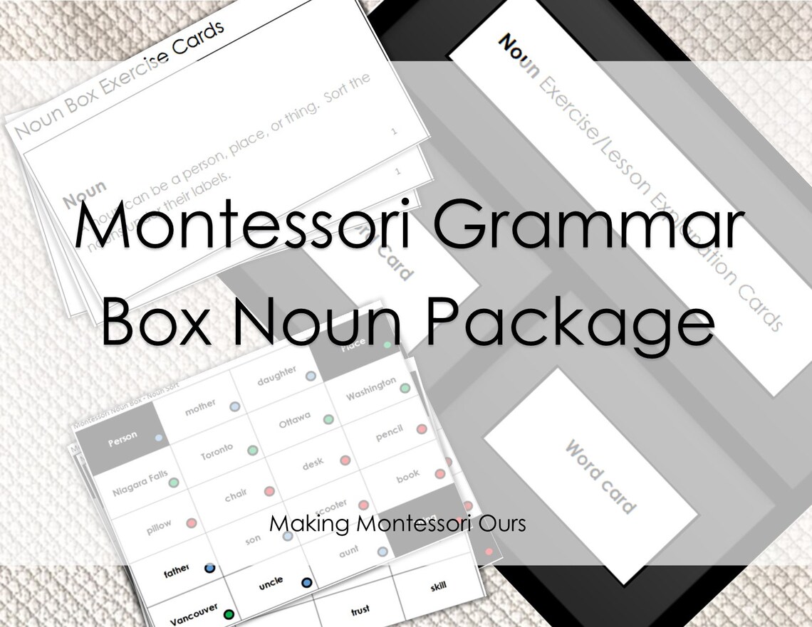 Montessori Grammar Box, Noun Materials PDF - Etsy
