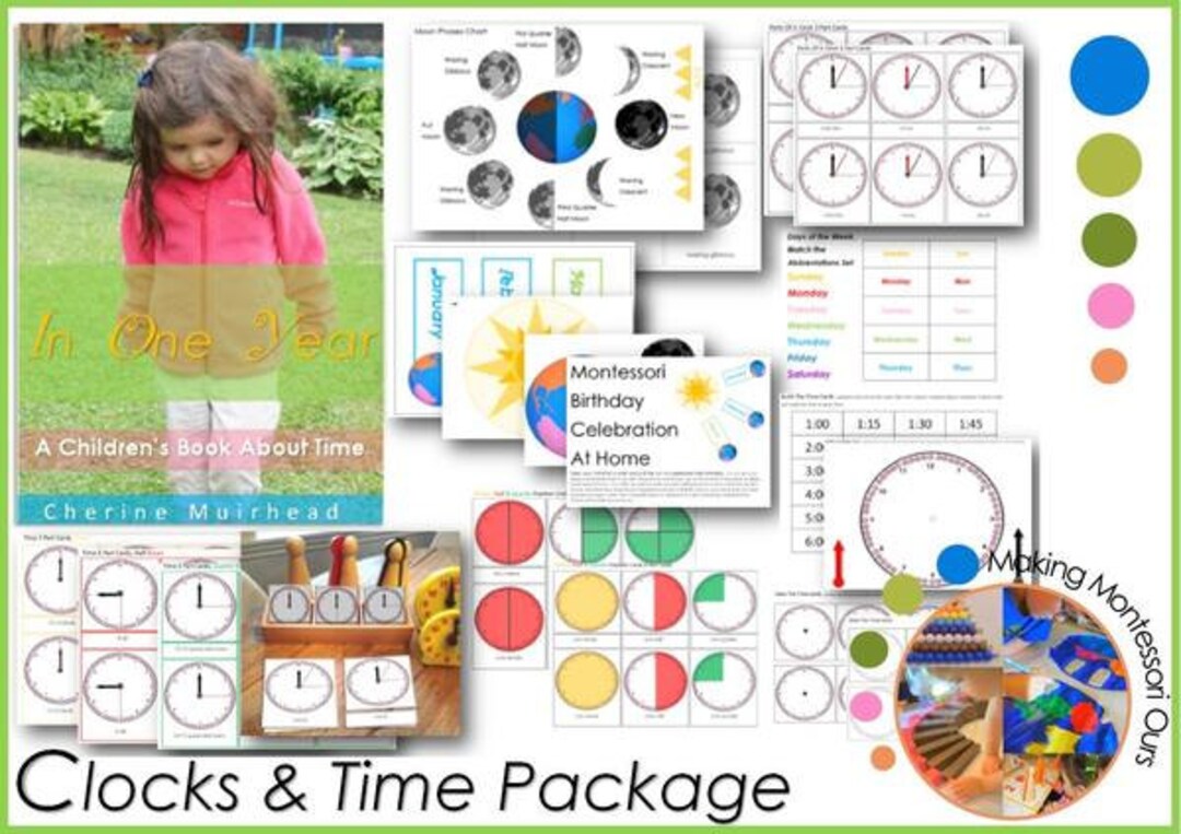 Montessori Clock & Time Work Printable PDF Package, Learn All About ...