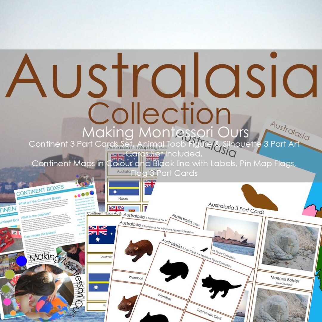 Montessori Australasia Geography Continent Learning Collection *PDF - Etsy