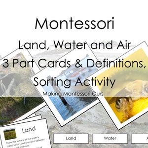 Montessori Land & Water Form and Air! 3 Part Cards With Definitions ...
